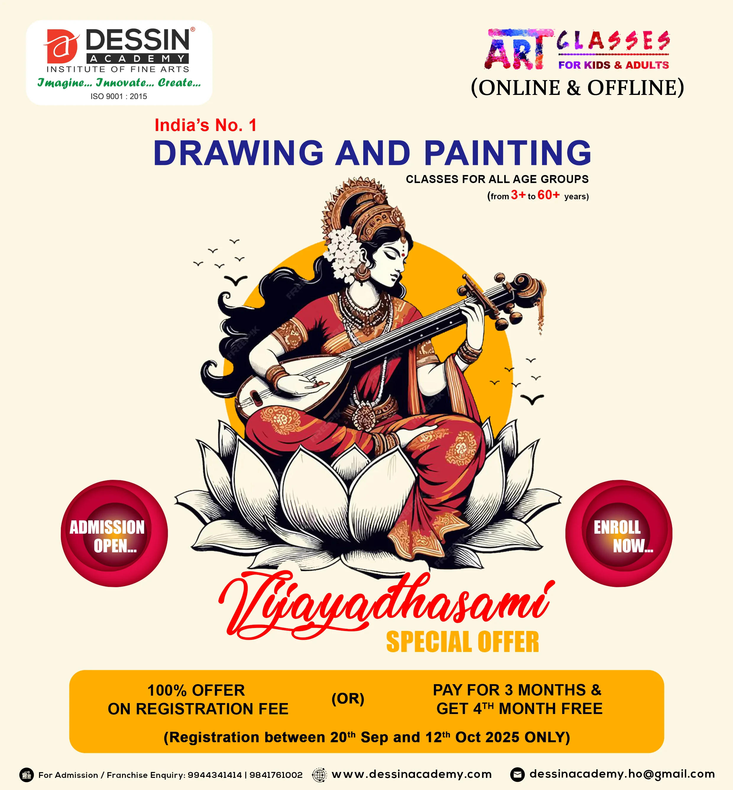 Vijayadhasami Festival Offer for Art, Drawing & Painting Classes for Kids - Offline, Online ...