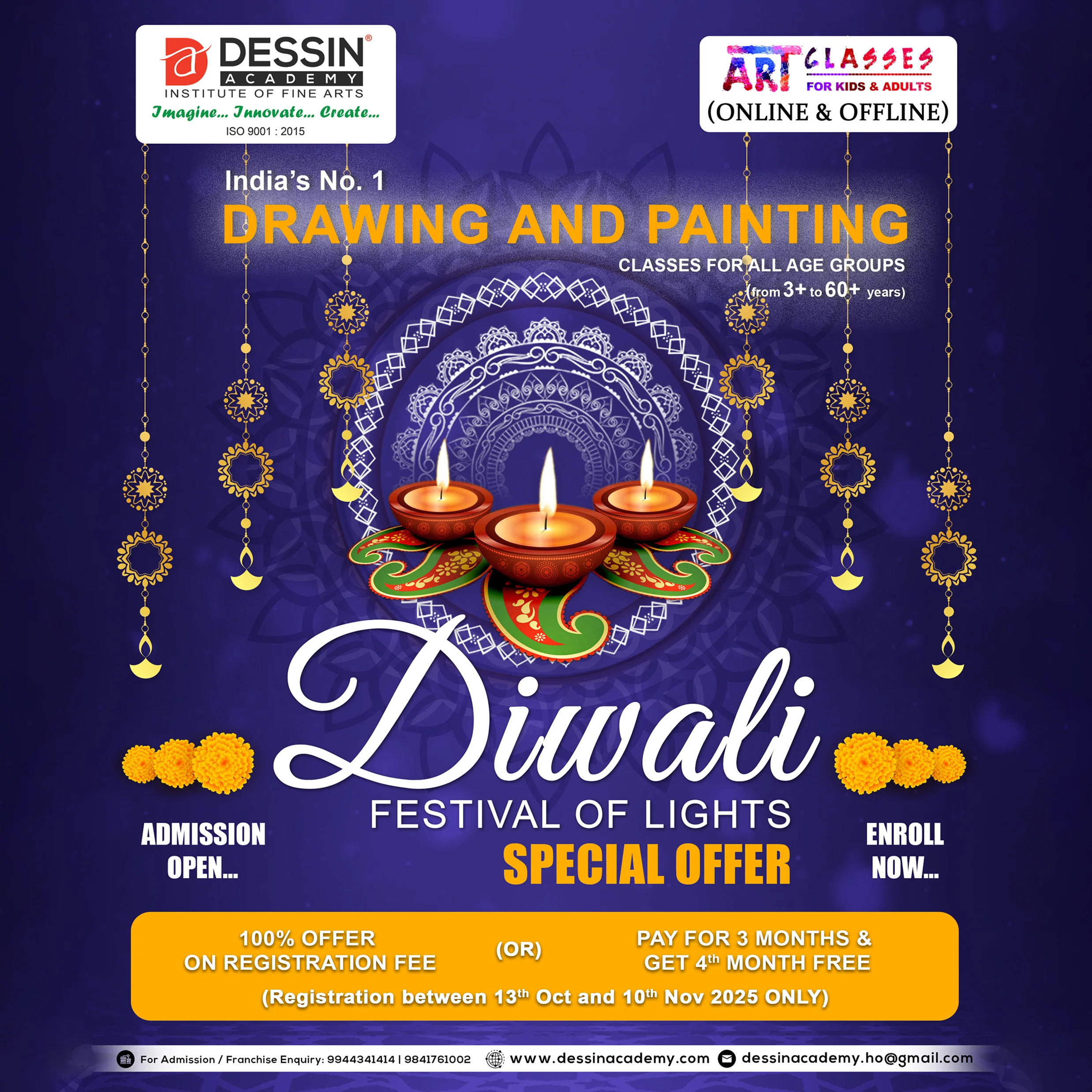 Diwali Festival Offer for Art, Drawing & Painting Classes for Kids - Offline, Online, Part-Time ...